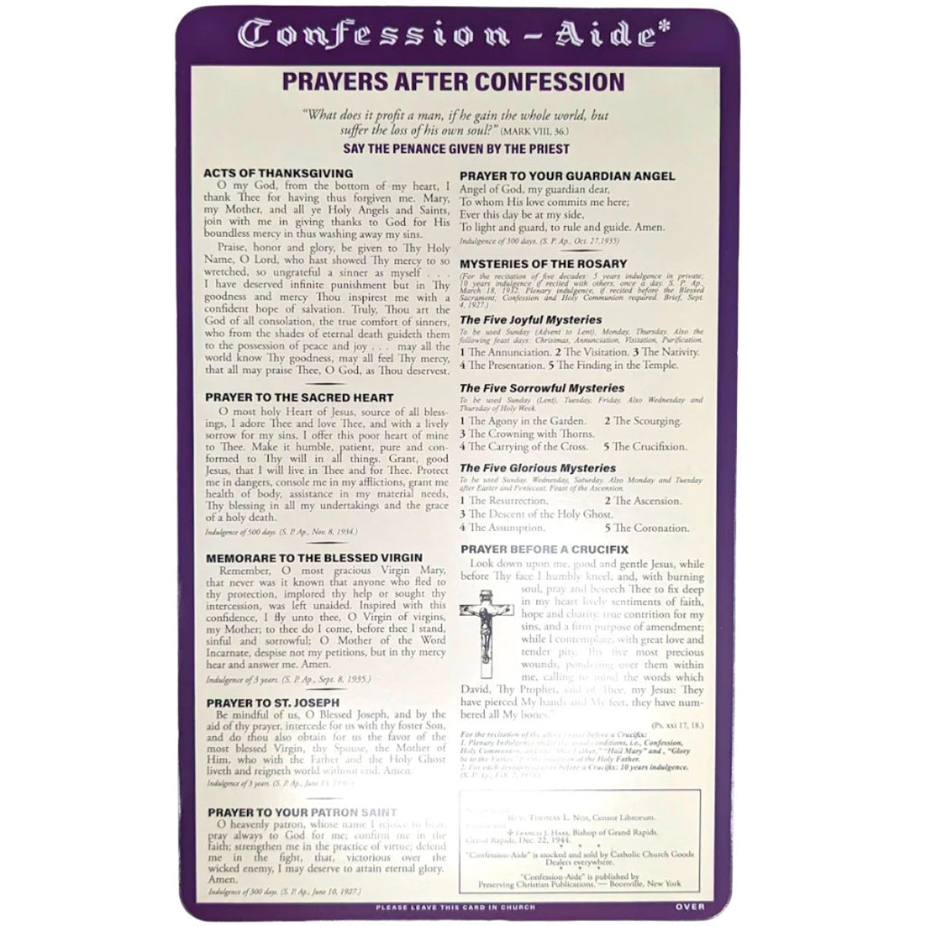 Traditional Confession Aide – Latin Mass Helper Store