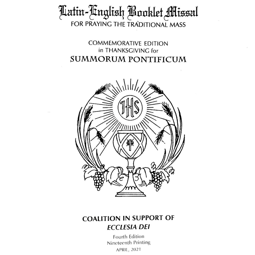 Latin Mass Red Booklet Missal (Latin/English Missalette) – Latin Mass ...