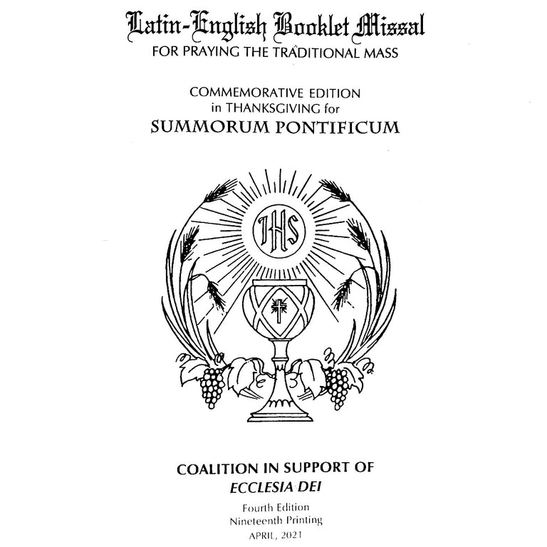 Latin Mass Red Booklet Missal (Latin/English Missalette) – Latin Mass ...